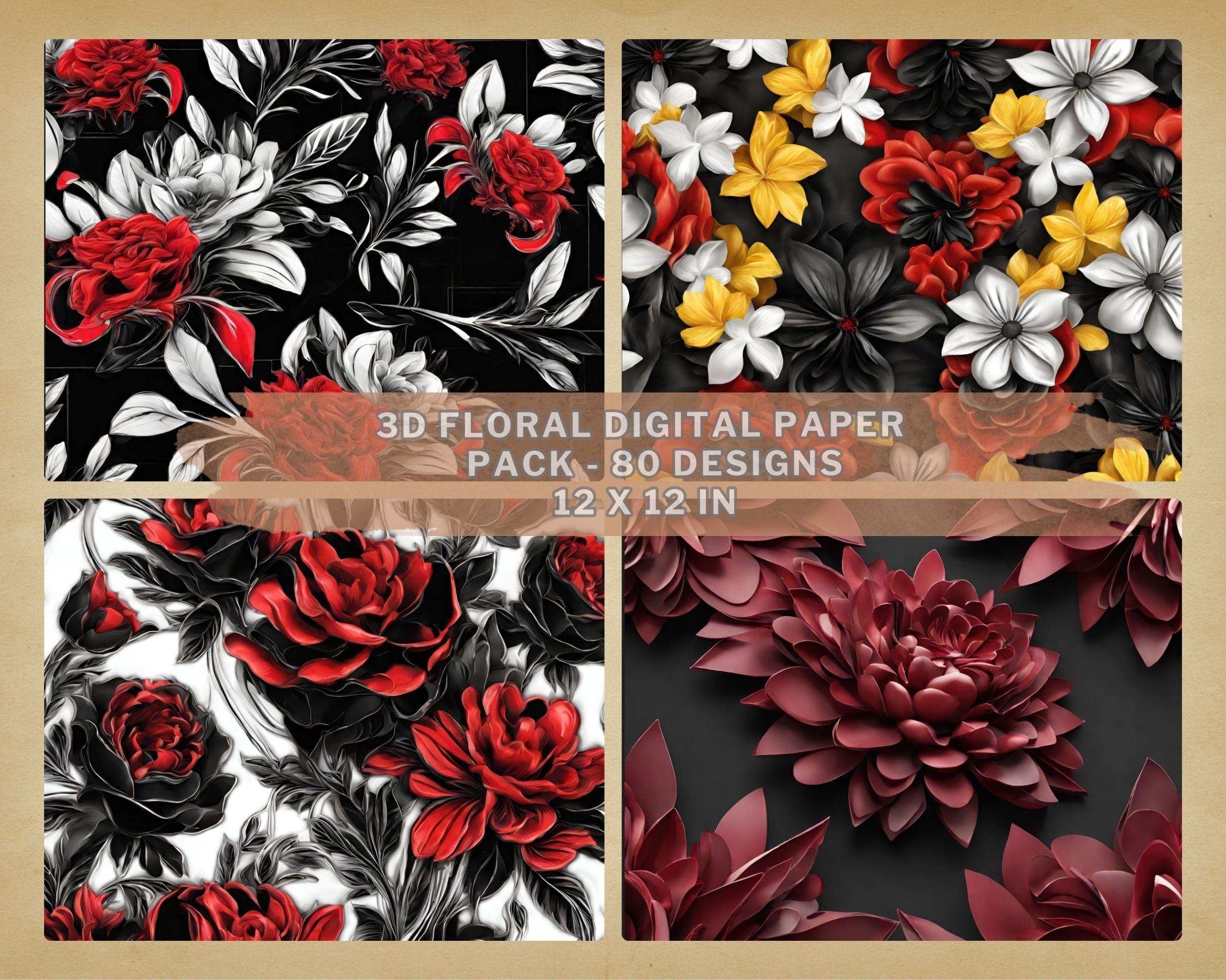 80 3D Floral Pattern 3D Flower Digital Paper Floral Backgrounds ...