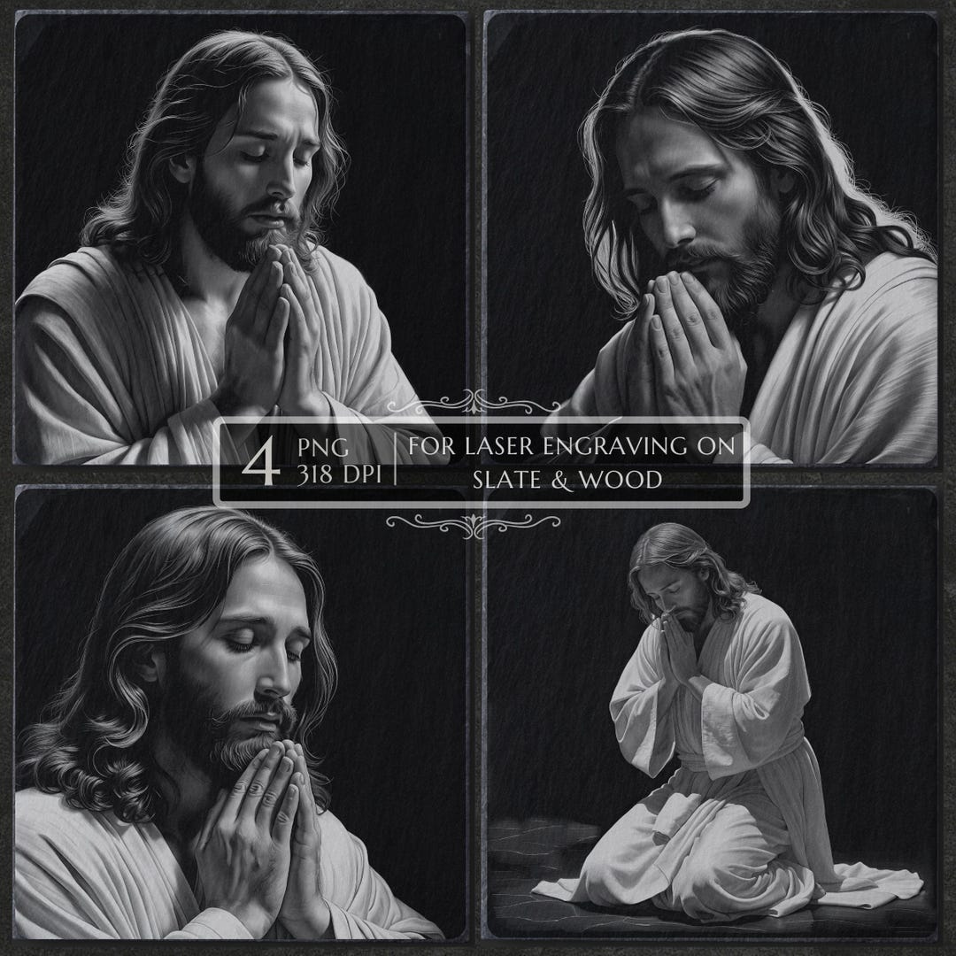 Jesus Praying PNG Laser Engraving File, Religious Slate Coaster Etching ...