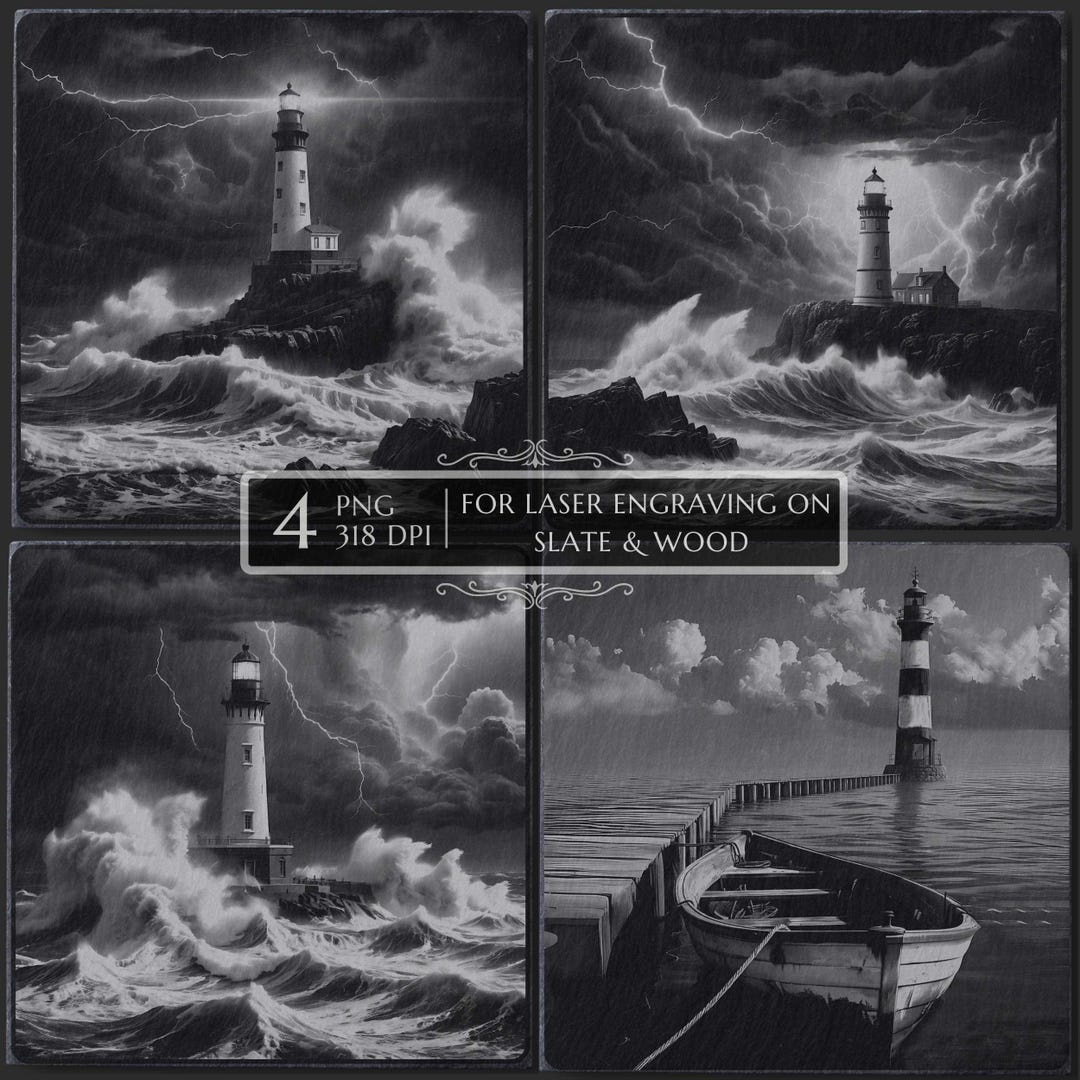 Lighthouse PNG Laser Engraving File, Light House Slate Coaster Design ...