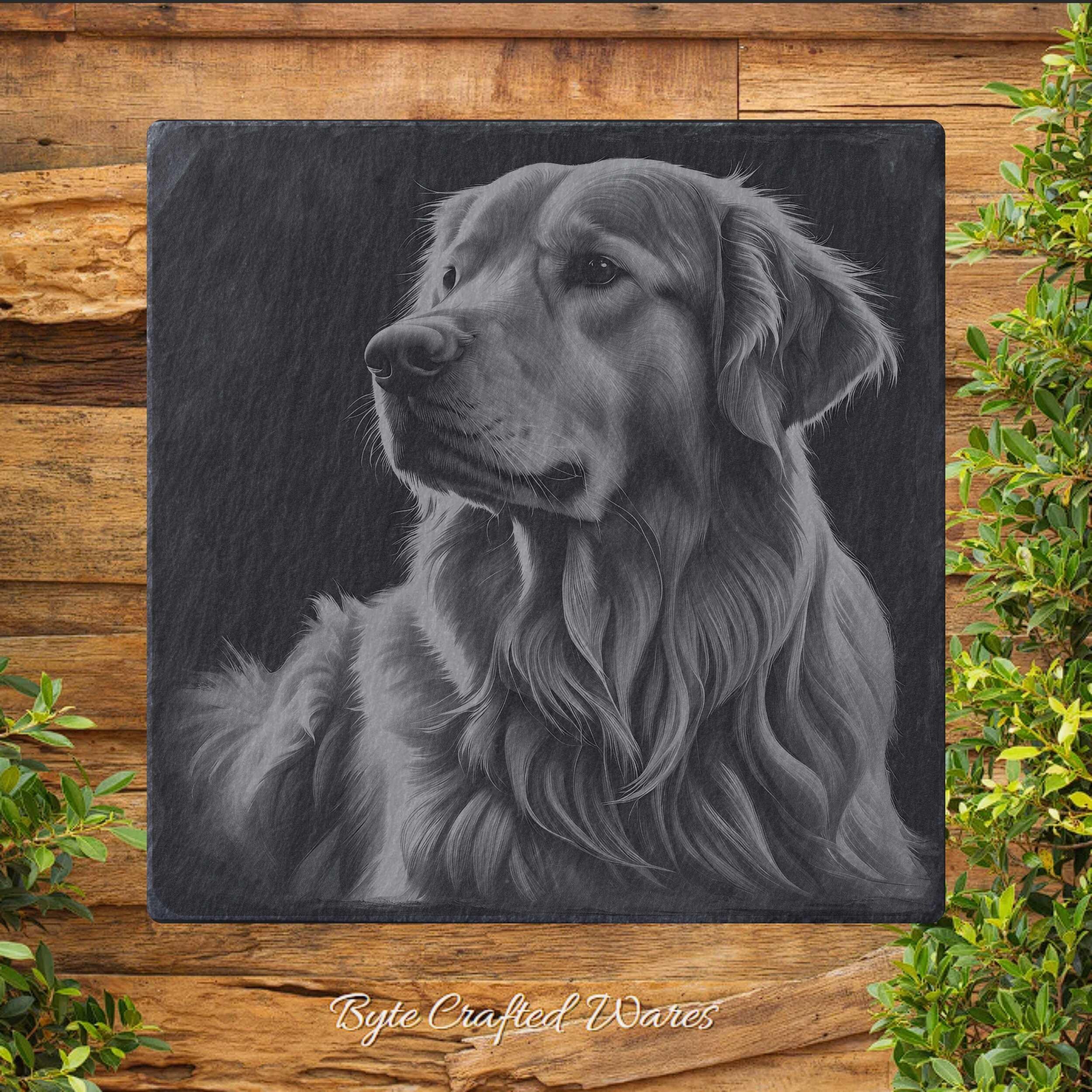 Golden Retriever PNG for Engraving Dog Breed Laser Burn, Slate Coaster ...