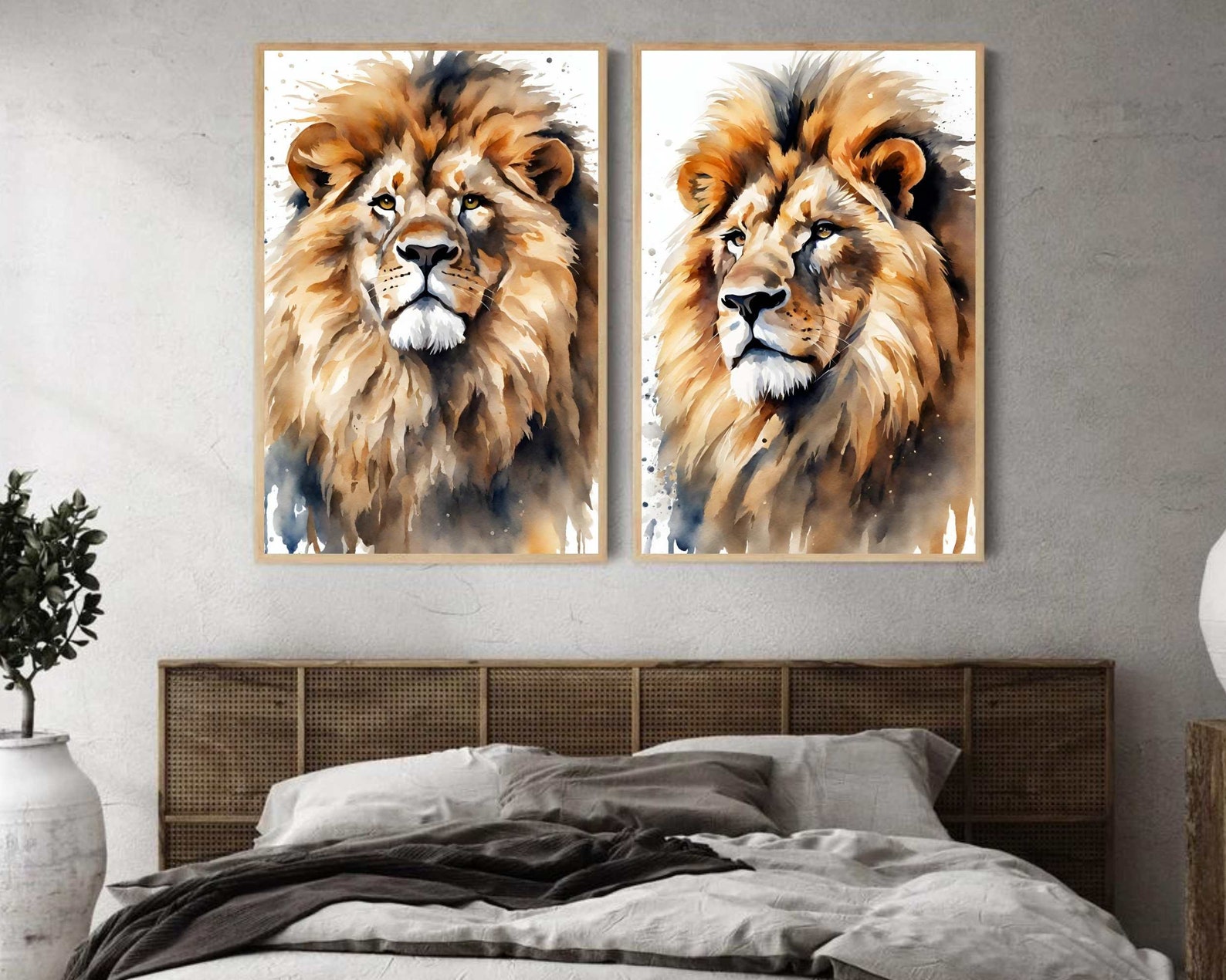 Lion Watercolour Wall Art, Set of 3 Prints, Lion Wall Art, Lion ...