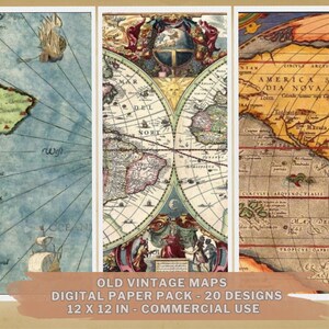 20 Old Vintage Maps Digital Paper, World Map Antique Maps, Digital ...