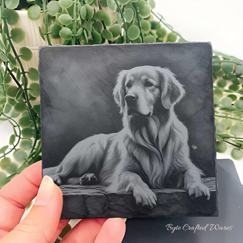 Golden Retriever PNG for Engraving Dog Breed Laser Burn, Slate Coaster ...