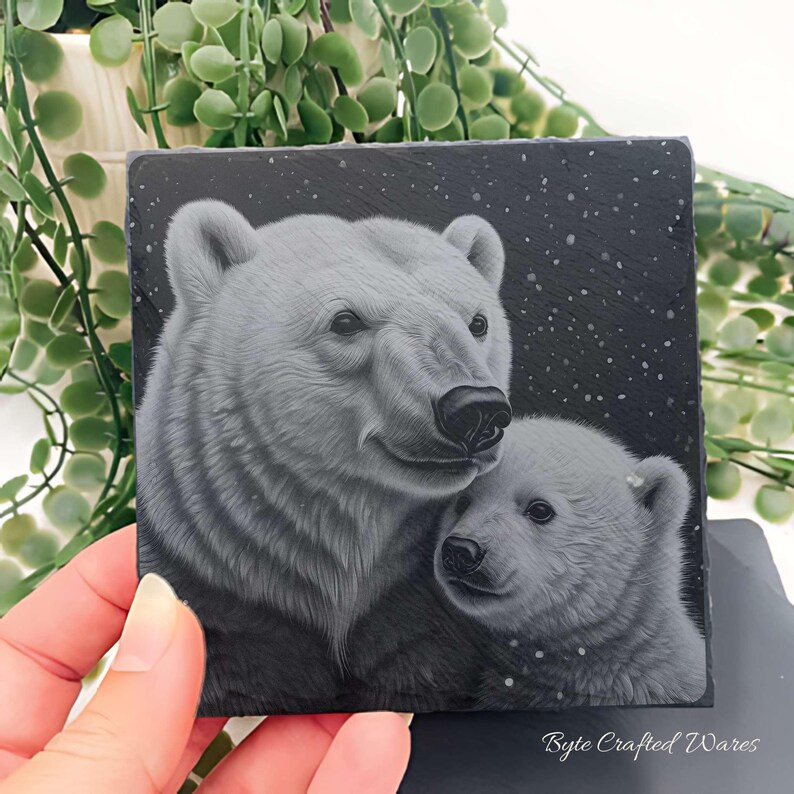 Polar Bear PNG Laser Ready Engraving File, Slate Coaster Laser Designs ...
