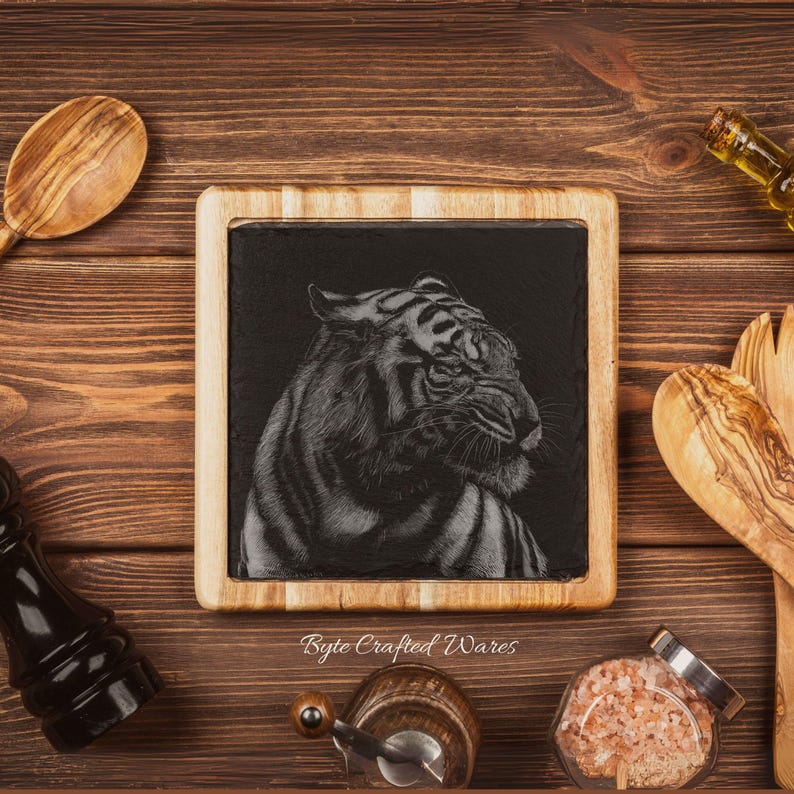 Tiger PNG Laser Engraving File Bundle – 4 Slate Engraving Designs ...
