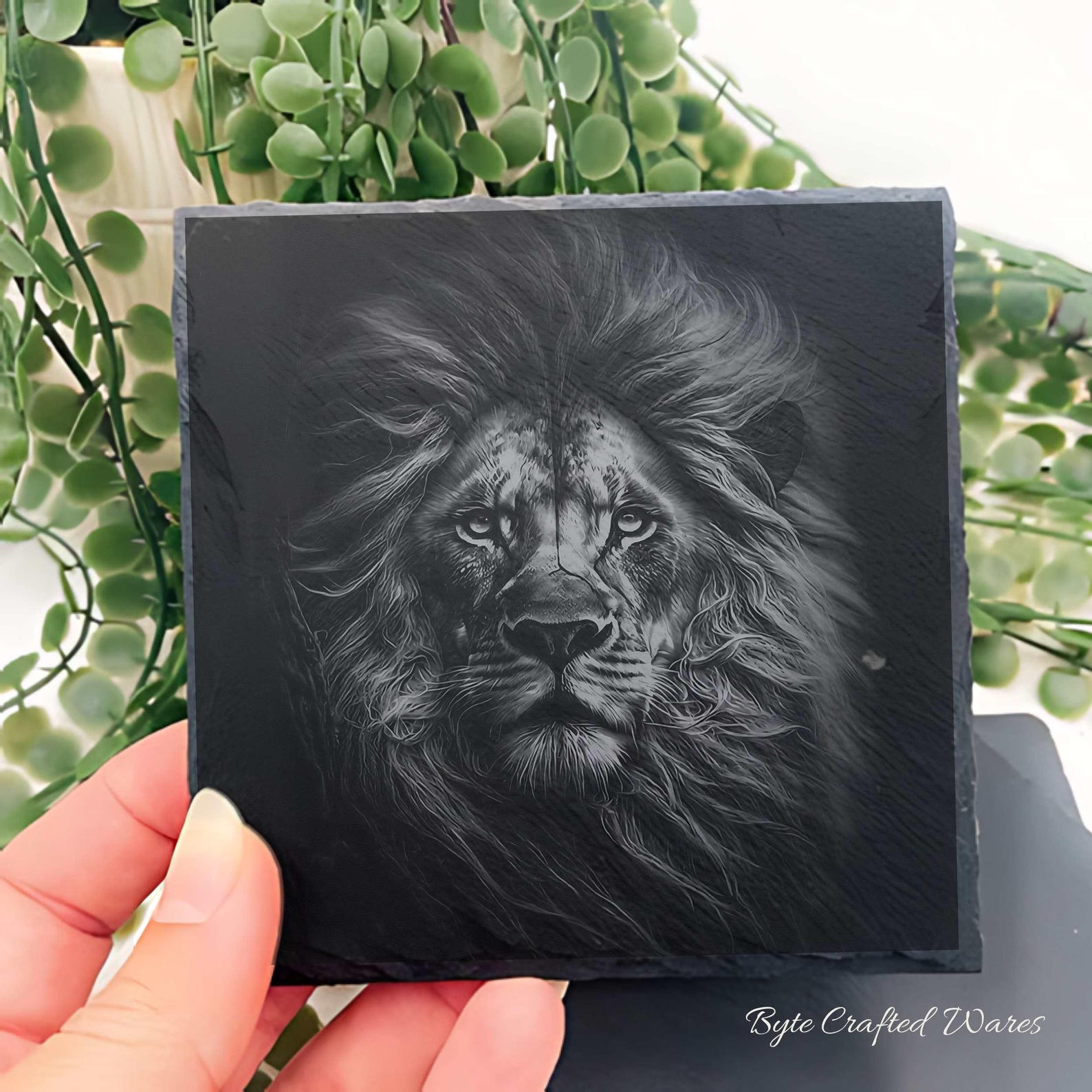 Lion PNG Laser Engraving File, Slate Board & Coaster Design, CNC Router ...