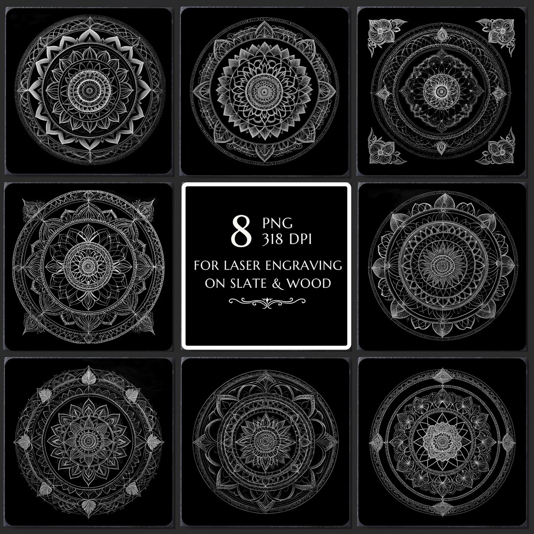 Mandala - Laser Engraving Files, Laser Burn Png, Slate Coaster Etching ...