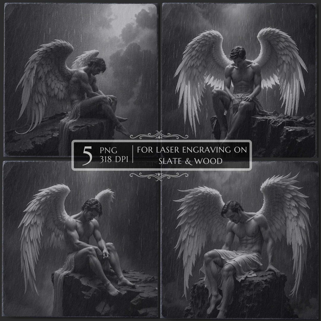 Fallen Angel PNG, Angel Man in the Rain, Laser Engrave File, PNG for ...
