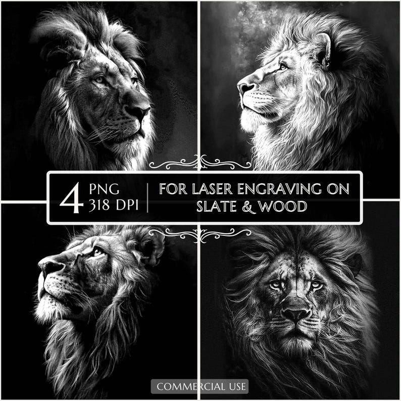 Lion PNG Laser Engraving File, Slate Board & Coaster Design, CNC Router ...