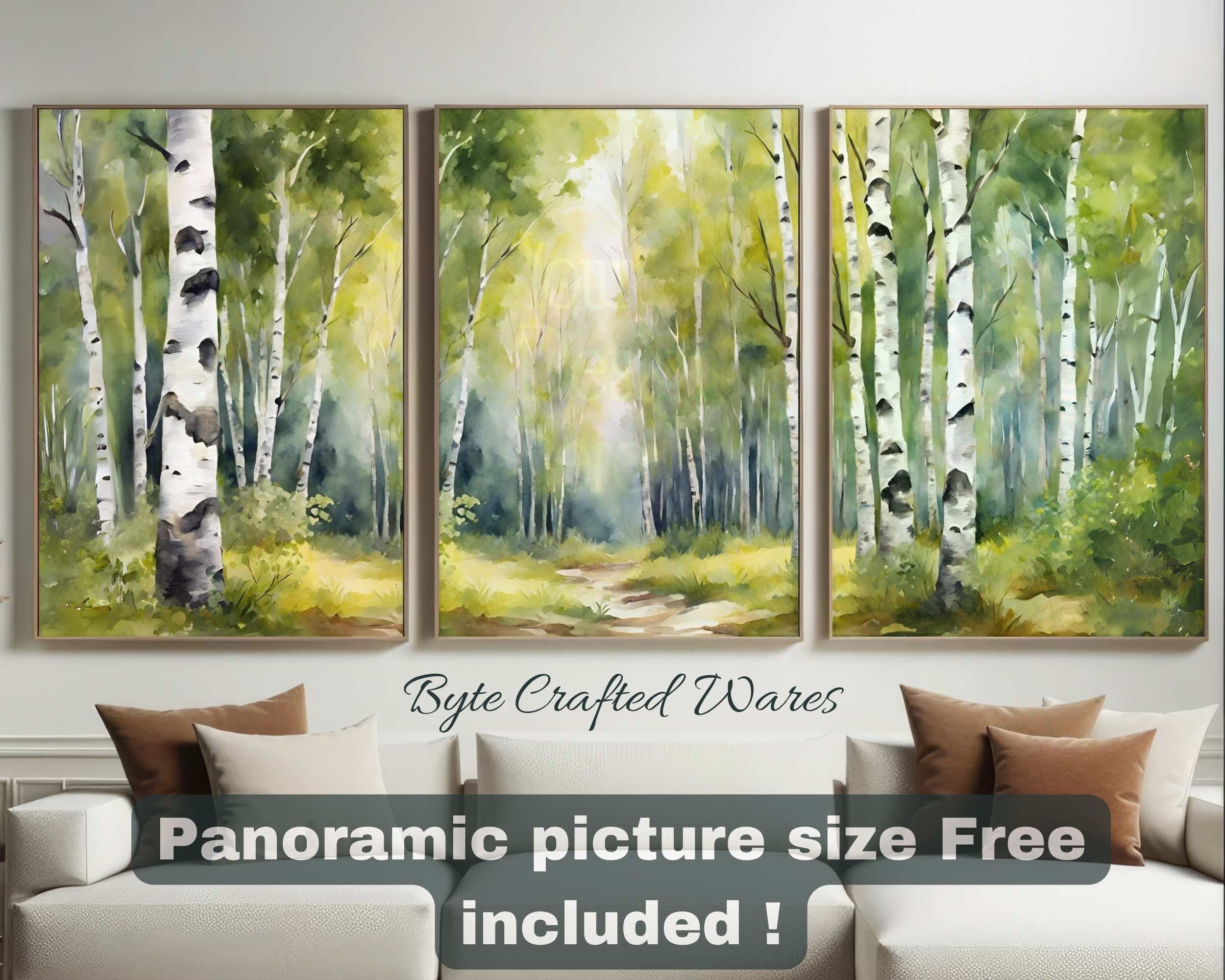 Birch Forest Watercolor Painting, Birch Tree Watercolor Wall Art Prints ...