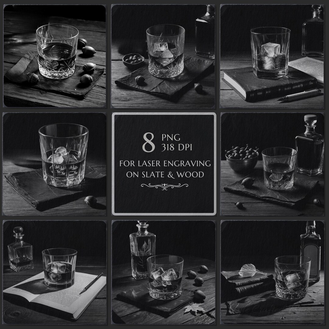Whiskey Glass Laser Burn PNG, Etching File, Slate Coaster Engraving ...