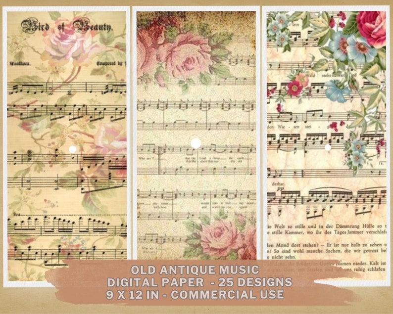 25 Old Music Backgrounds - Sheet Music - Digital Papers, Vintage Sheet ...