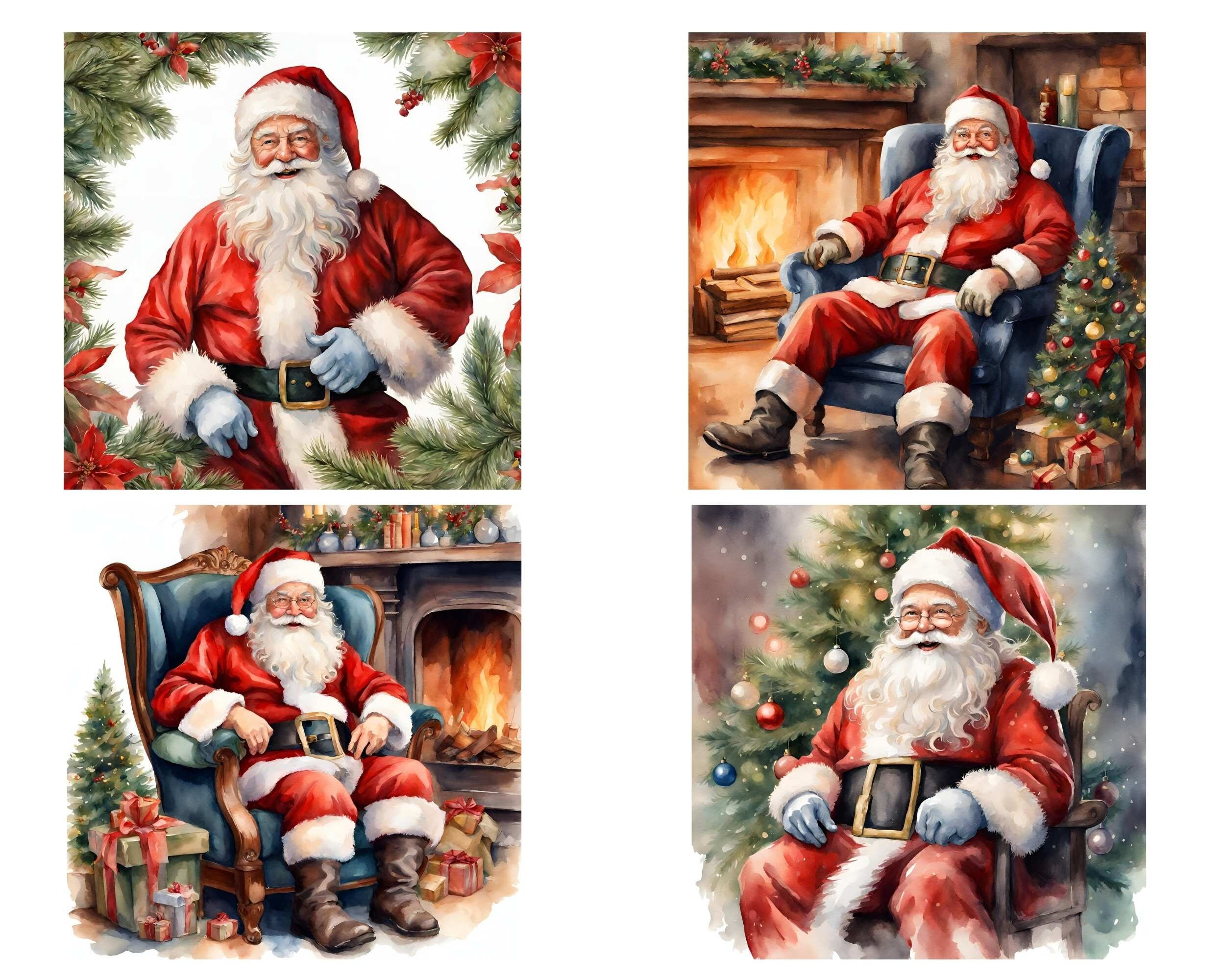 25 Watercolor Santa Clipart, Christmas Clipart, Christmas Santa Clipart ...