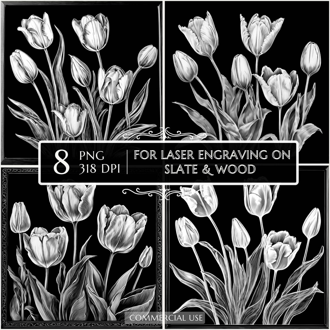 8 Magic Tulips Flower PNG, Spring Flowers PNG, Laser Burn File PNG ...