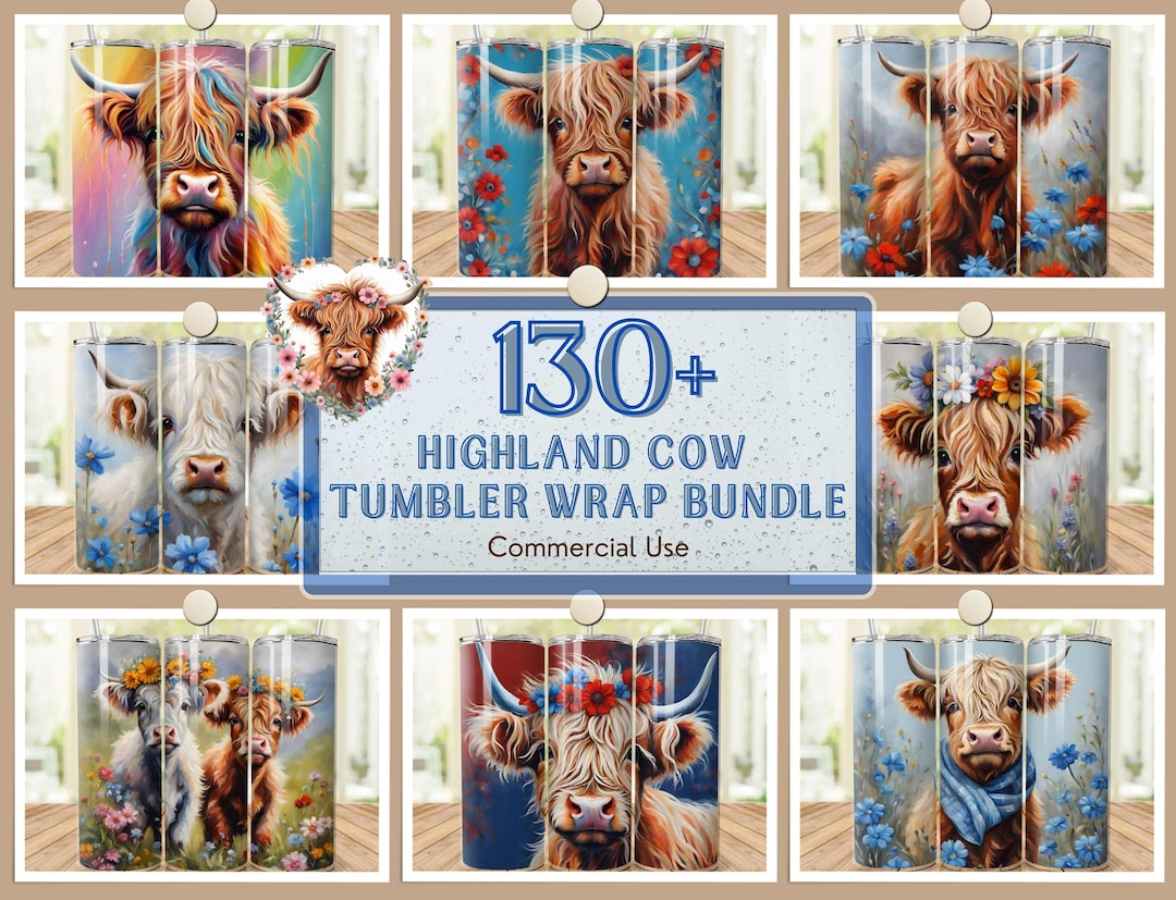 130 Highland Cow Tumbler Wrap Cow Print Tumbler, Cow Tumbler Wraps Png ...