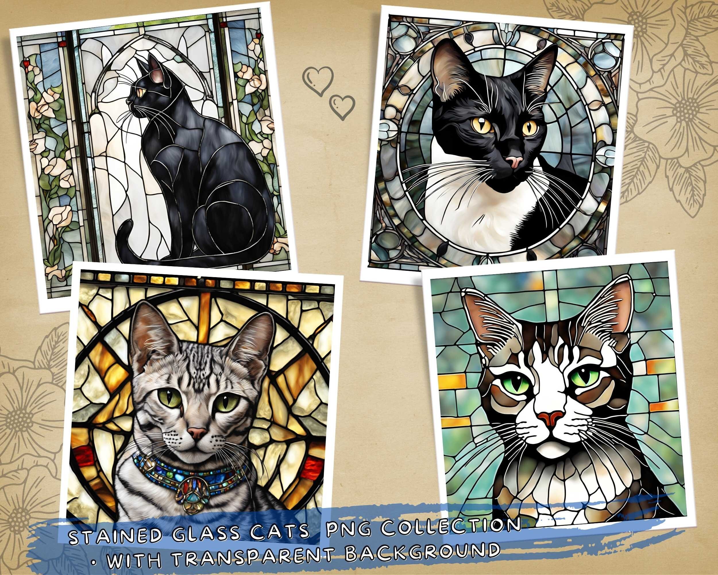 110 Stained Glass Cats Bundle PNG - Stained Glass Cats Sublimation ...