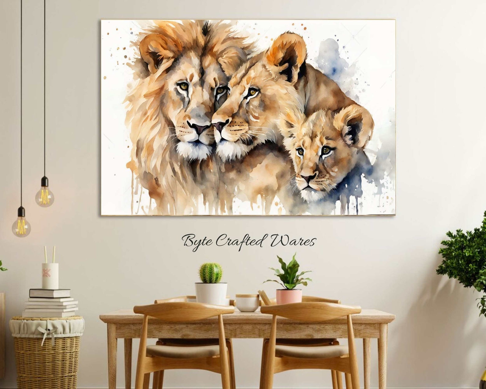 Lion Watercolour Wall Art, Set of 3 Prints, Lion Wall Art, Lion ...