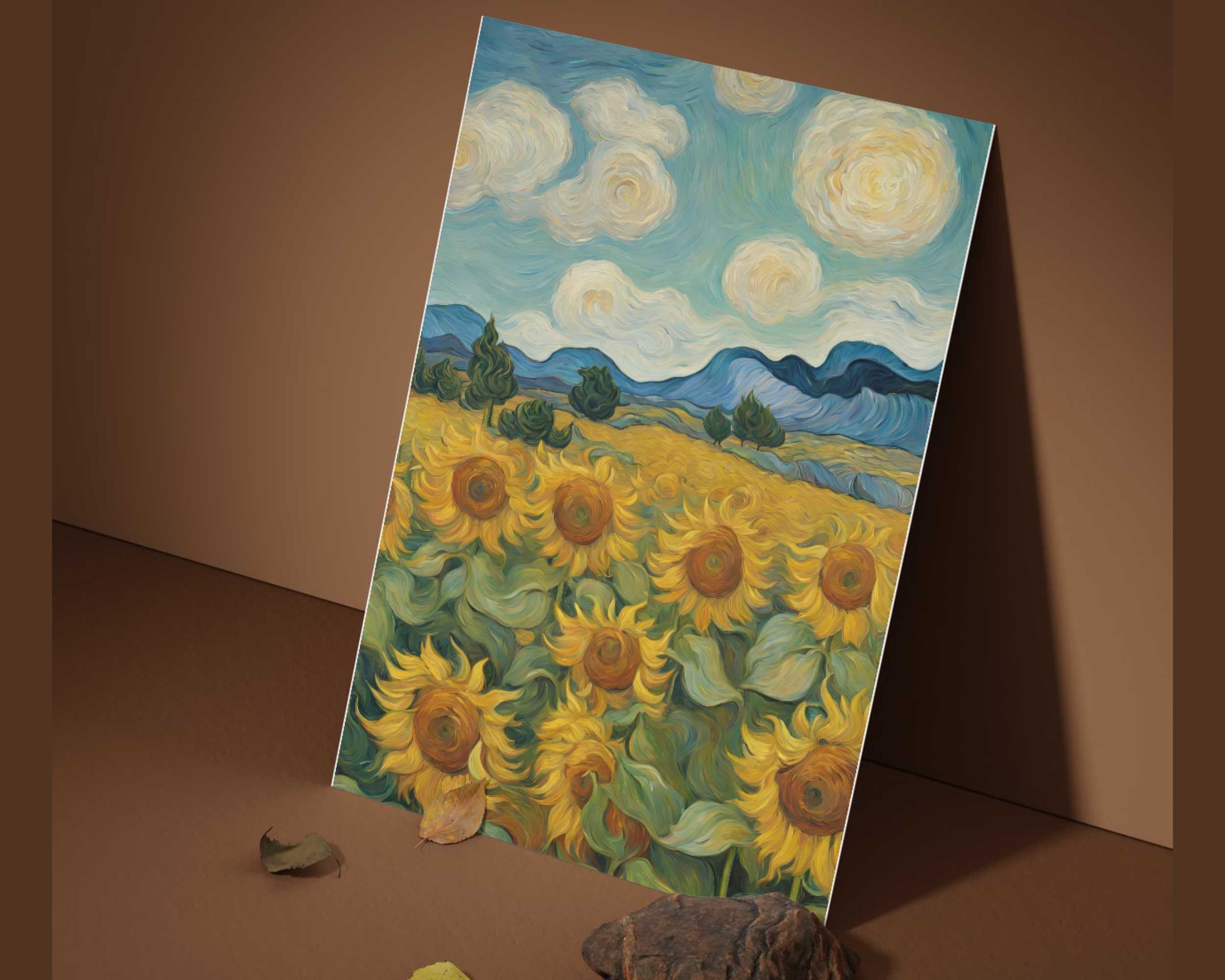 Sunflower Oil Painting Print Set of 3 Floral Botanical Print Set ...
