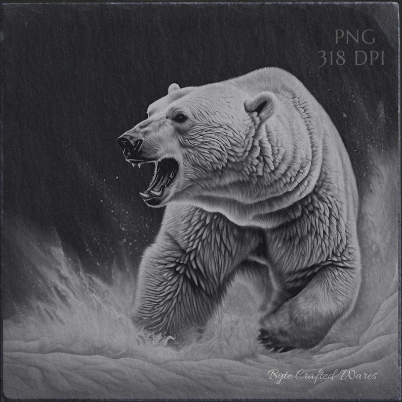Polar Bear PNG Laser Ready Engraving File, Slate Coaster Laser Designs ...
