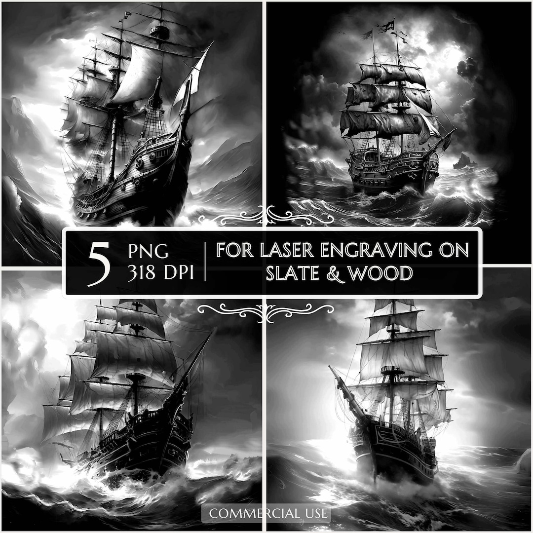 Antique Ship - Pirate Ship PNG Laser Ready Engraving, Viking Ship ...