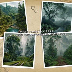 27 Misty Forest Clipart PNG, Watercolor Forest Background, Woodland ...