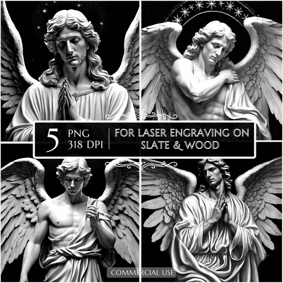 3D Angel PNG for Laser Engraving, Spiritual Christian Art, Religious ...