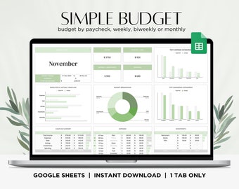 Super Simple & Smart Budget Tracker for Google Sheets, Monthly Budget ...