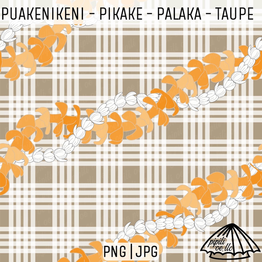 Puakenikeni and Pikake Lei on Palaka - Taupe - Hawaii Seamless Pattern ...
