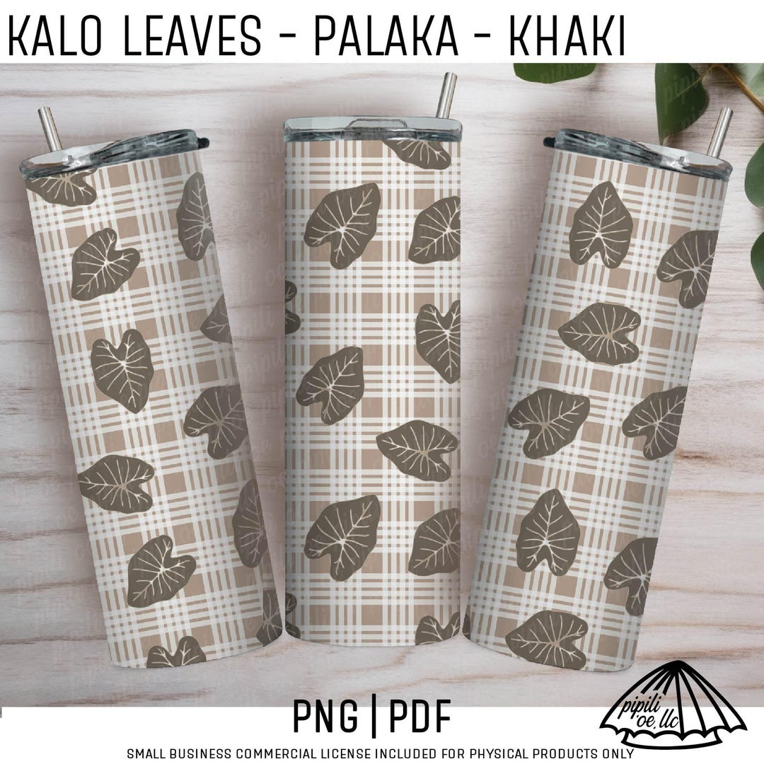 Kalo Leaves on Palaka Sublimation Pattern - Khaki - Sublimation Tumbler ...