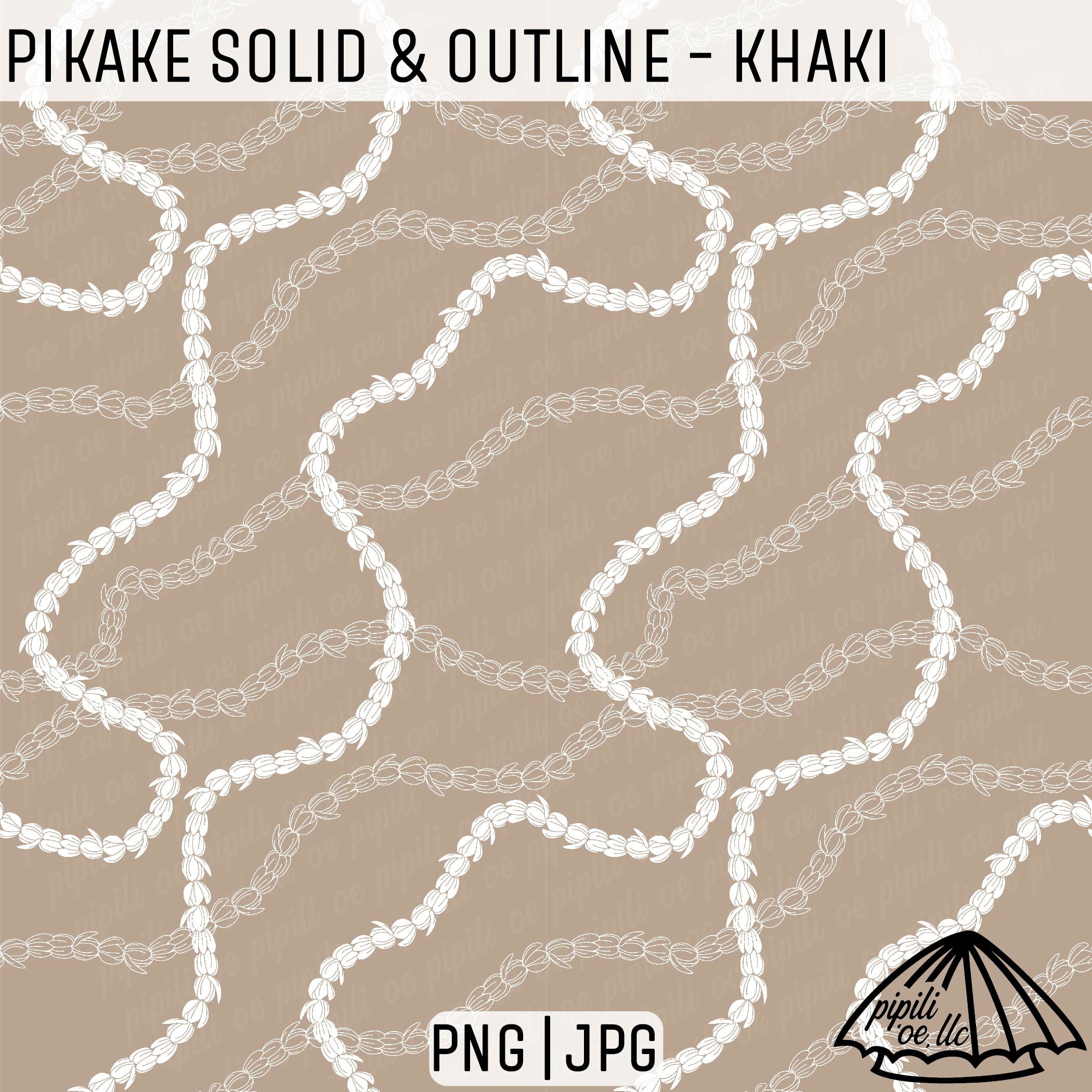 Pikake Leis Solid and Outline - Khaki - Pikake Lei PNG - Lei Strand ...