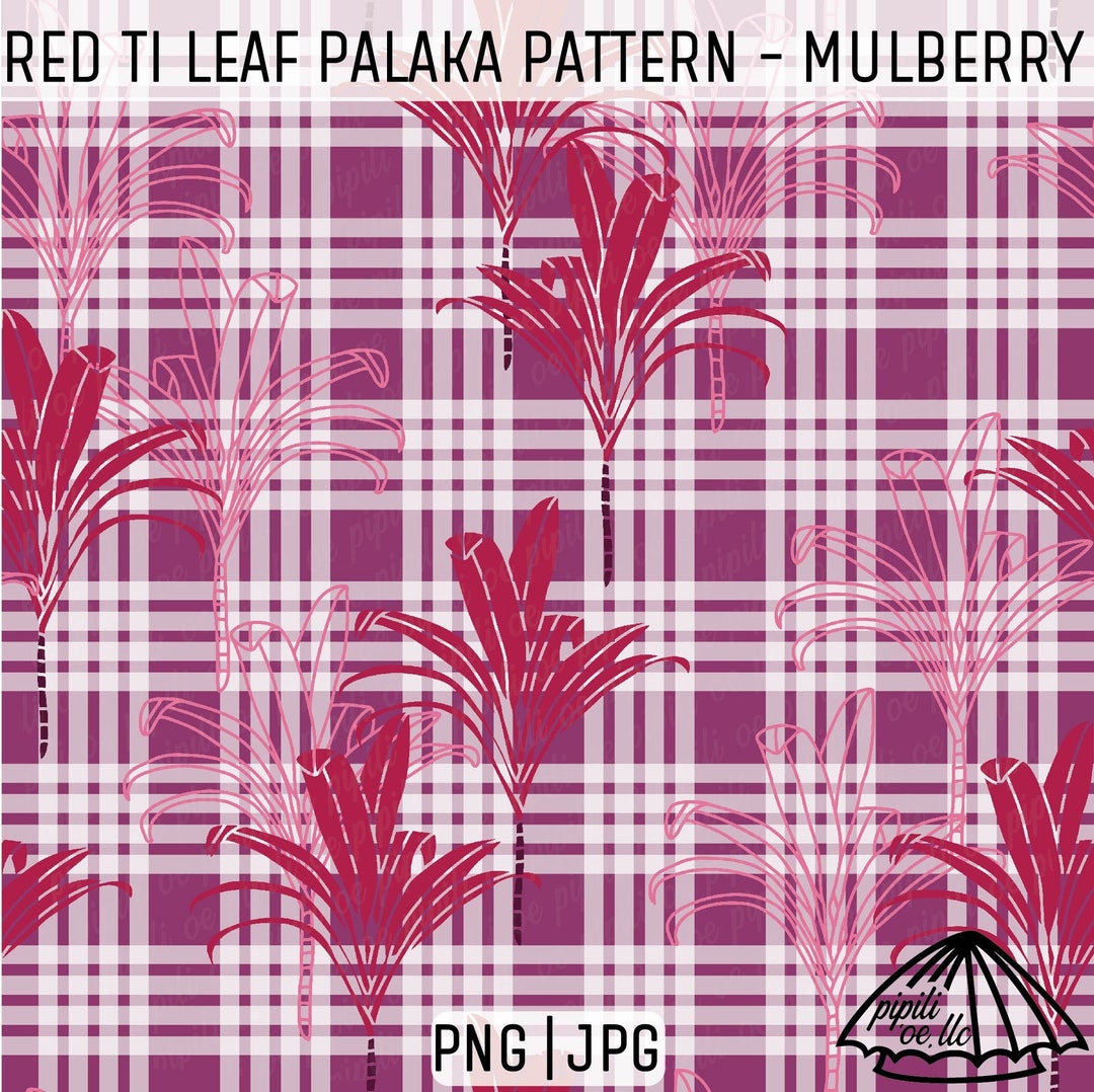 Red Ti-leaf Palaka Pattern Mulberry Red Lāʻī Seamless Pattern Hawaii ...
