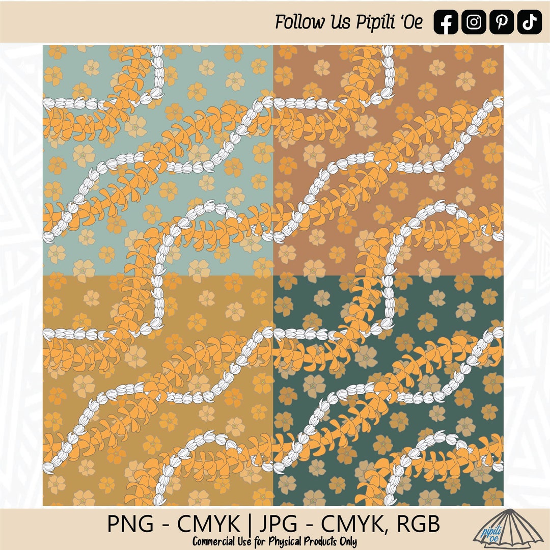 Puakenikeni Pikake Lei and Flowers Pattern - Seamless Repeating Pattern ...