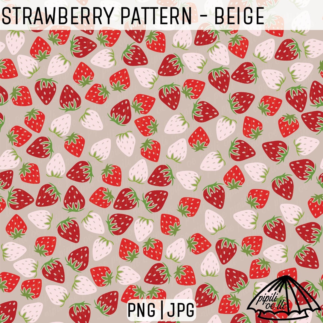 Strawberry Pattern - Beige - Summer Pattern - Fabric Pattern PNG ...