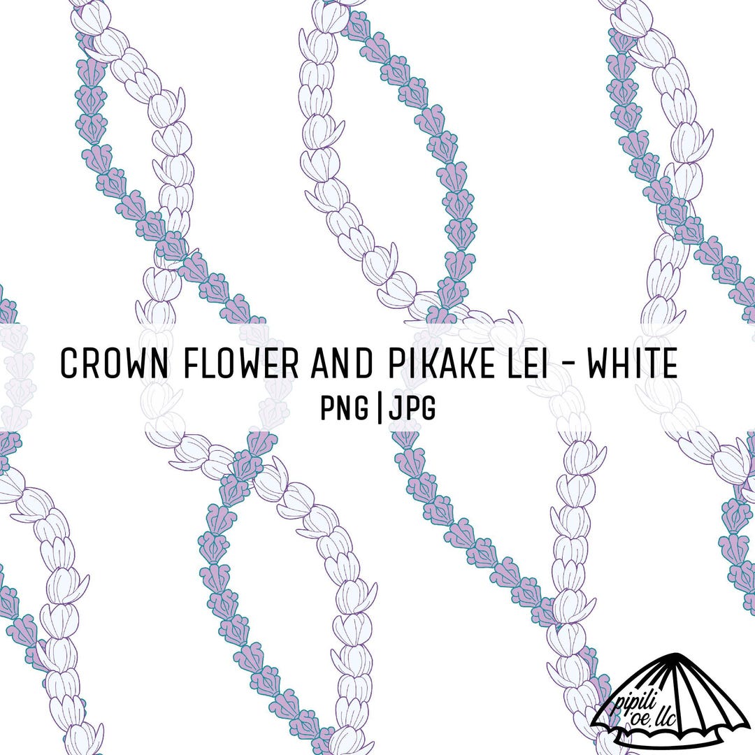 Crown Flower and Pikake Lei Pattern - White - Seamless Pattern - Hawaii ...