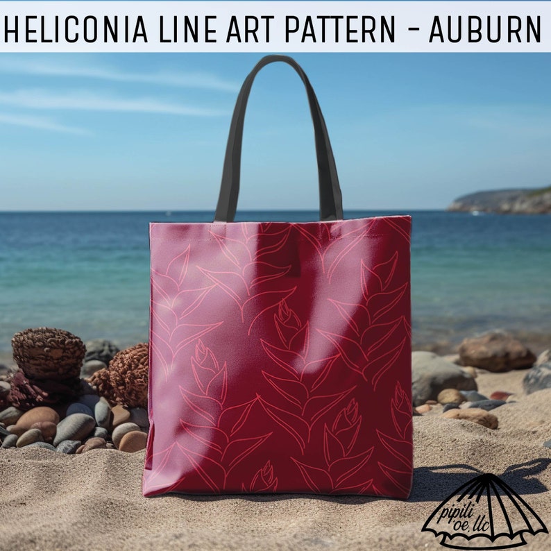 Heliconia Line Art Pattern - Auburn - Line Art Pattern PNG - Tropical ...