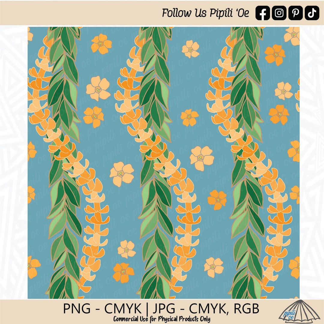 Maile and Puakenikeni Lei Pattern - Blue Gray - Maile Lei Seamless ...