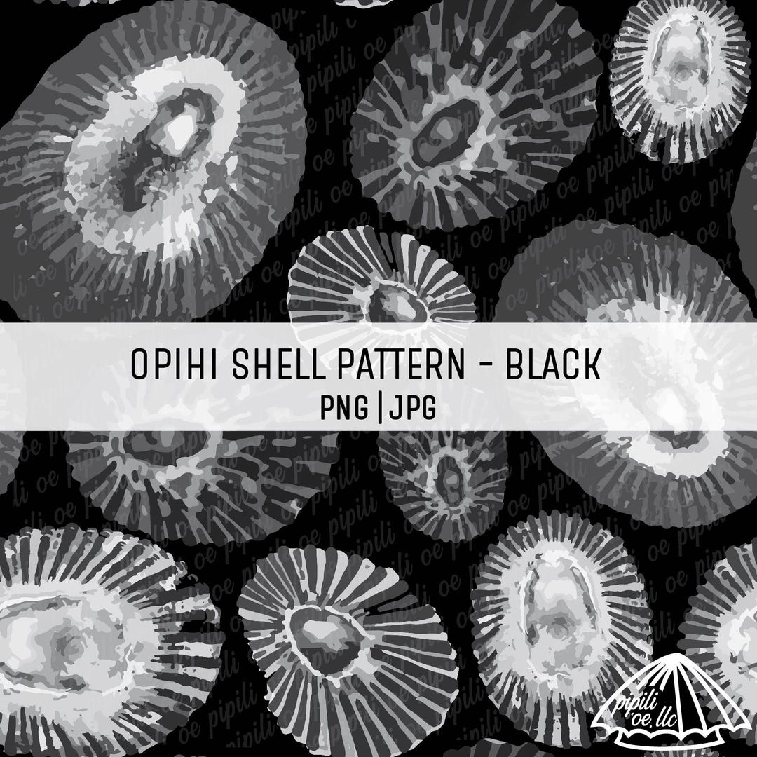 Opihi Shell Pattern - Black - Hawaiian Shell Pattern - Shell Seamless ...