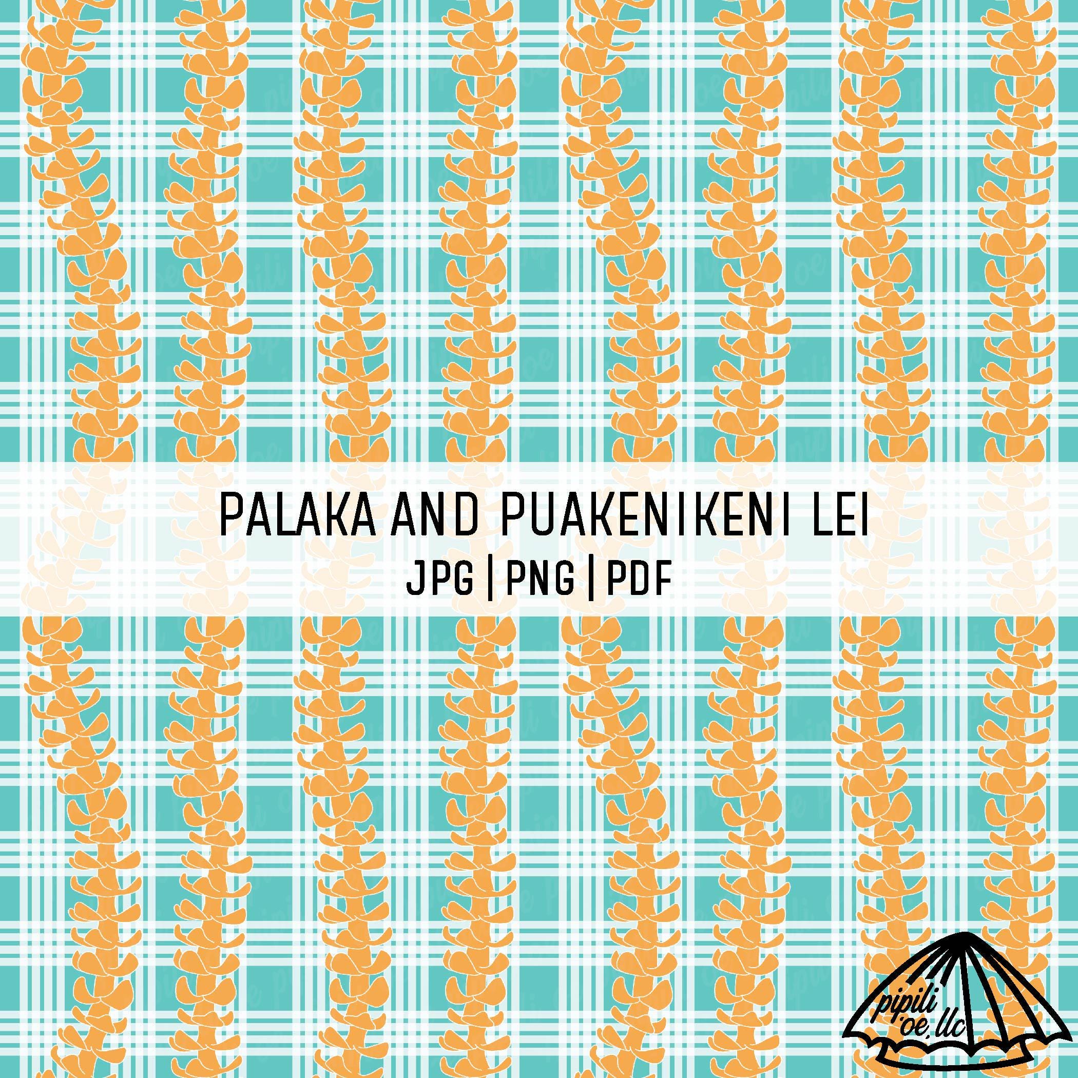 Palaka and Puakenikeni Lei Pattern - Turquoise - Seamless Pattern for ...
