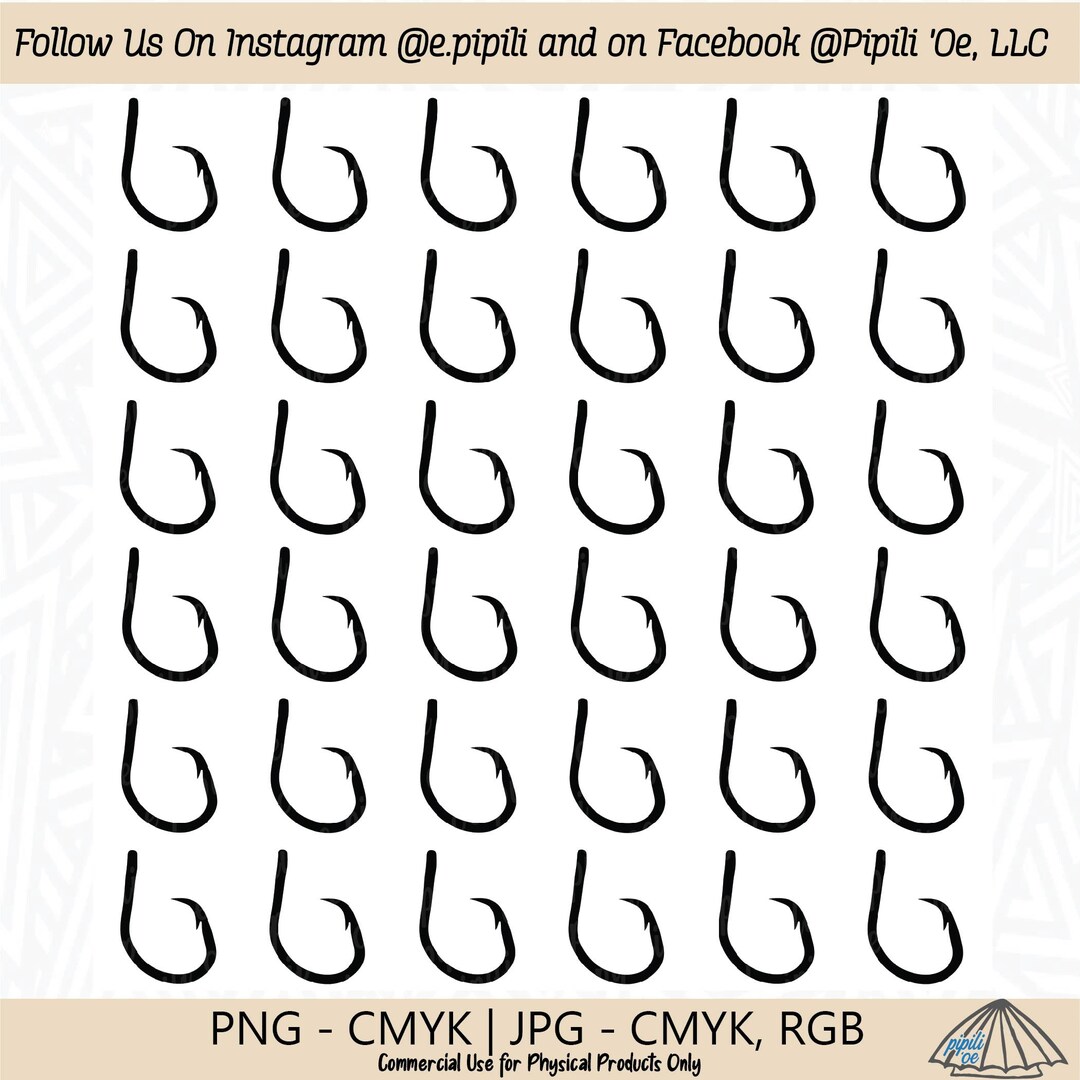 Ulua Fishhook Pattern - White - Fishing Seamless Pattern - Fish Hook ...