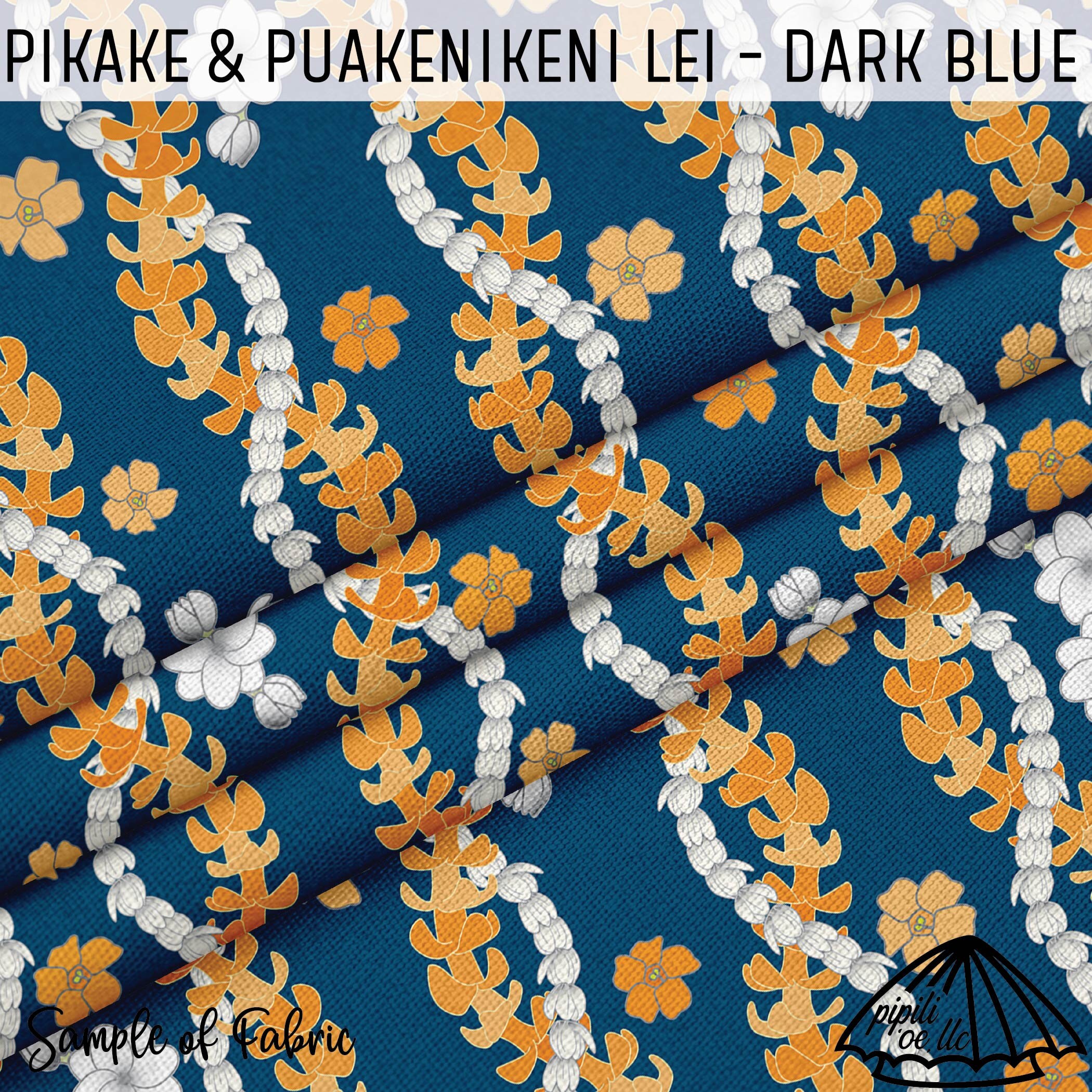 Pikake and Puakenikeni Lei Pattern - Dark Blue - Pikake Lei Seamless ...