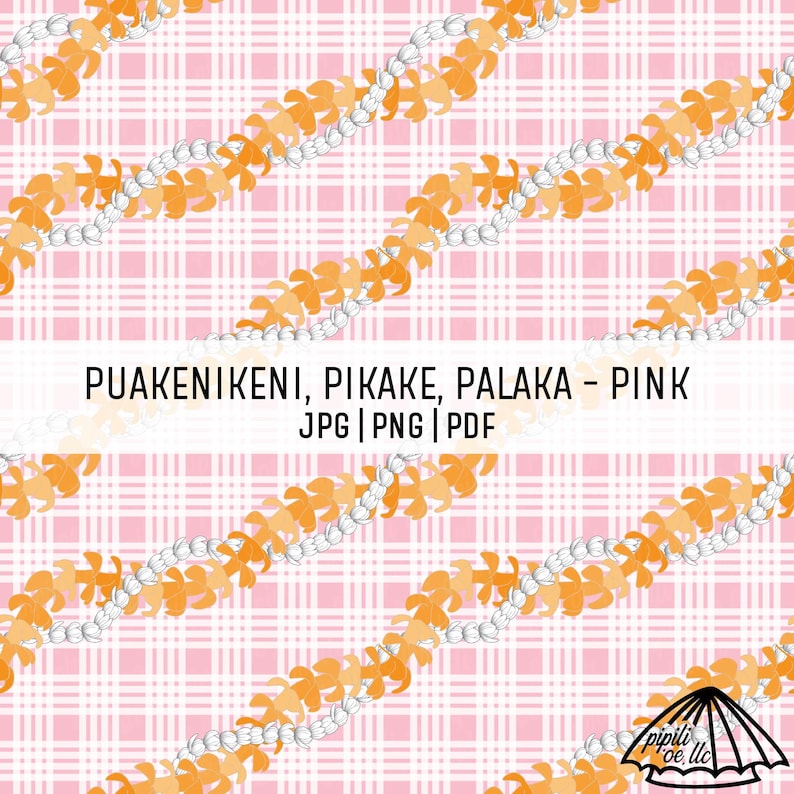 Puakenikeni and Pikake Lei on Palaka - Light Pink - Hawaii Seamless ...
