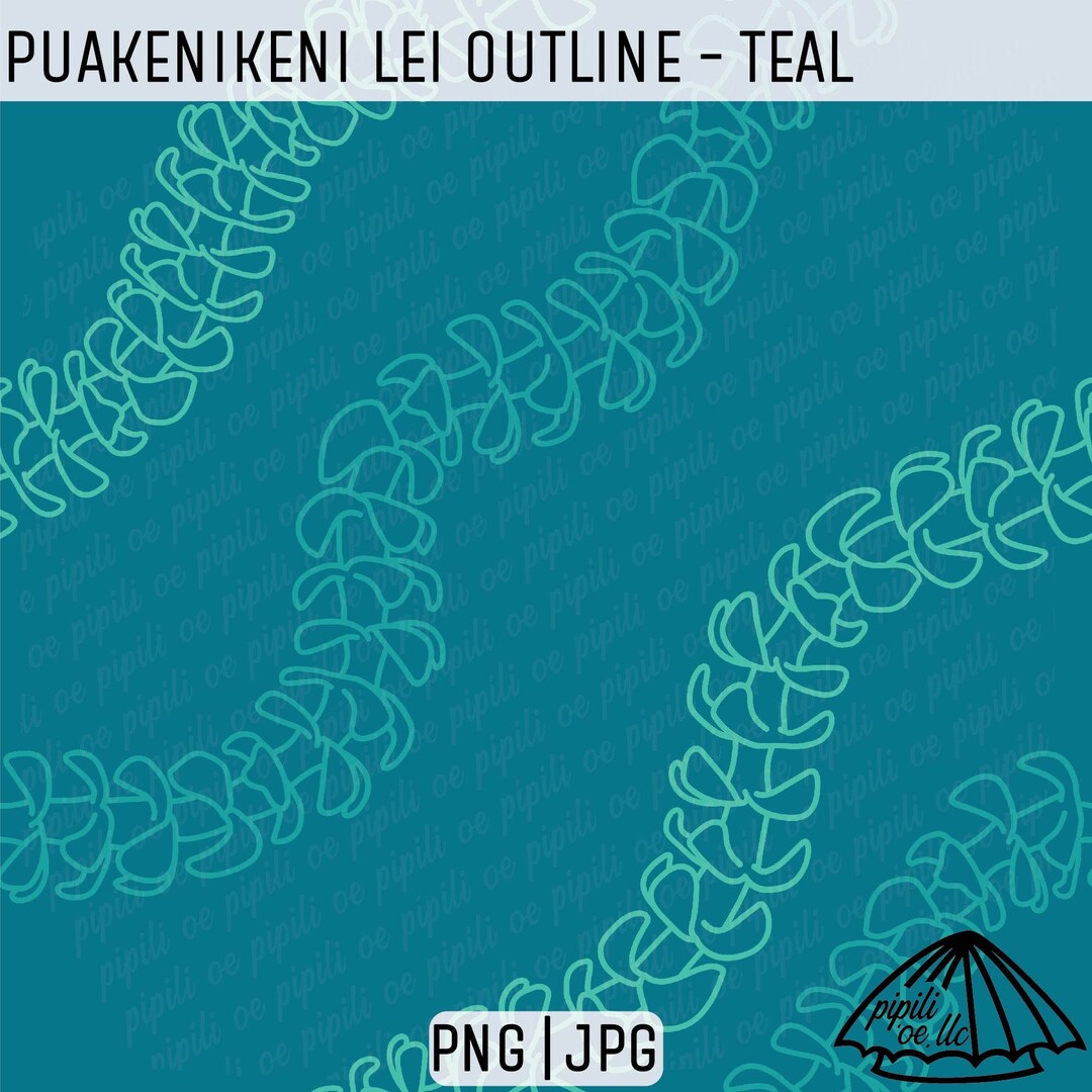 Puakenikeni Lei Outline Pattern - Teal - Hawaii Seamless Design ...