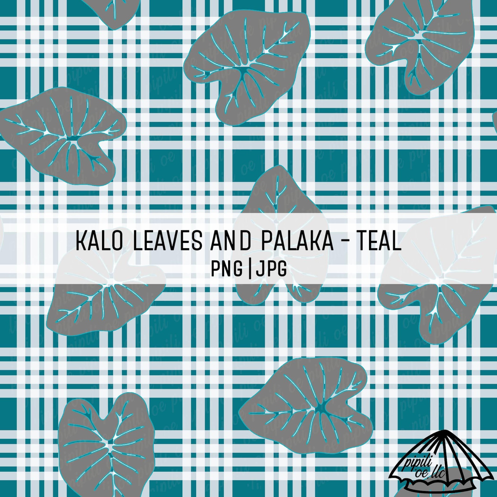 Kalo Leaves and Palaka Pattern - Teal - Hawaiian Design for Sublimation ...