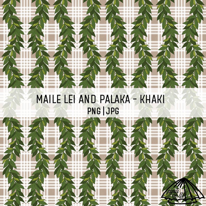 Maile Lei and Palaka Pattern - Khaki - Hawaii Seamless Pattern - Lei ...