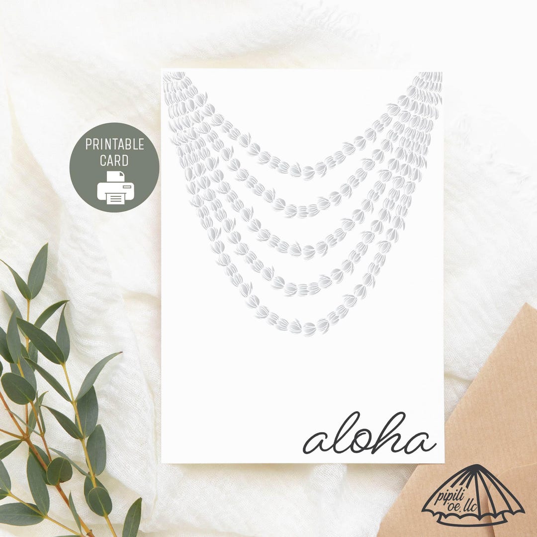 Pikake Lei Greeting Card - Aloha Card - Greeting Card Printable ...