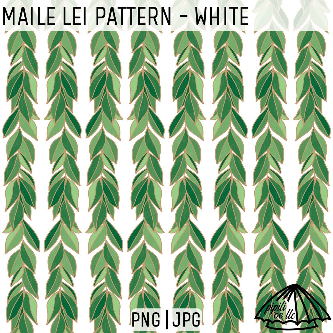 Maile Lei Pattern - White - Hawaii Seamless Pattern - Lei Strand PNG ...