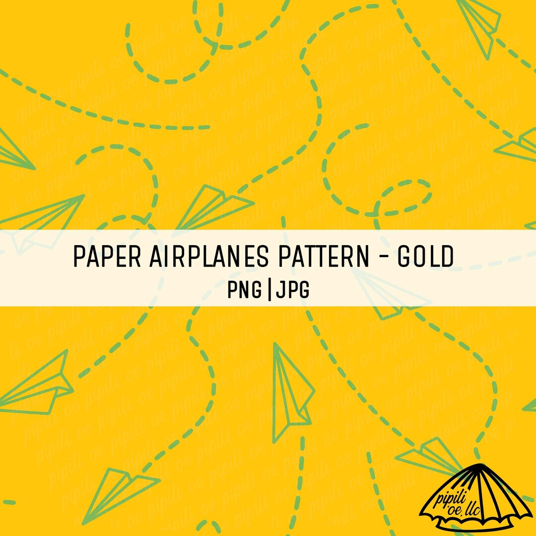Paper Airplanes Pattern - Gold - Kids Seamless Pattern - Digital ...