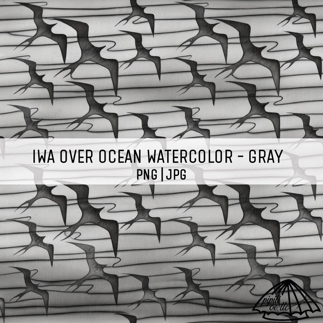 Iwa Over Ocean Watercolor - Brown - Iwa Bird Seamless Repeating Pattern ...