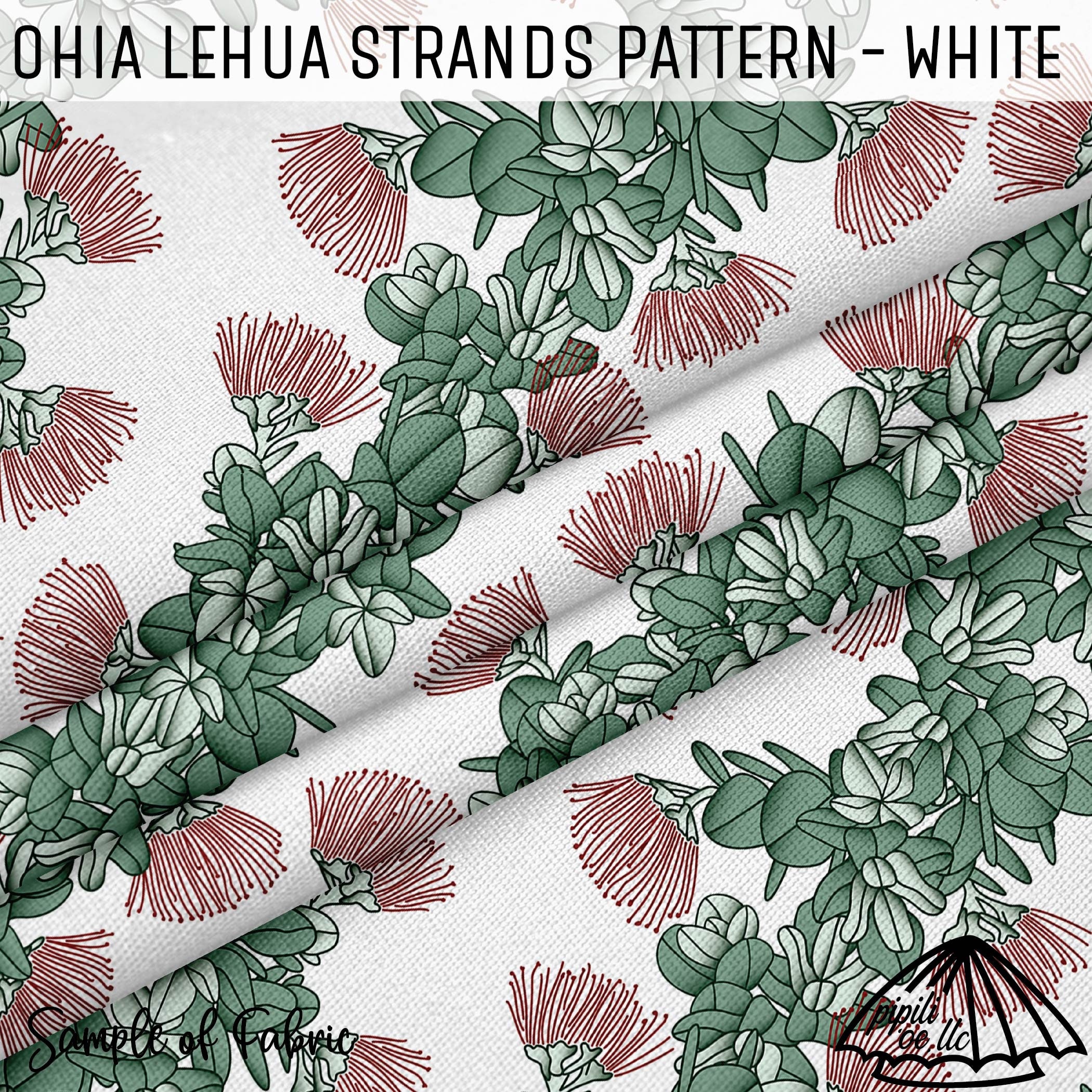 Ohia Lehua Strands Pattern - White - Hawaii Seamless Pattern - Ohia ...