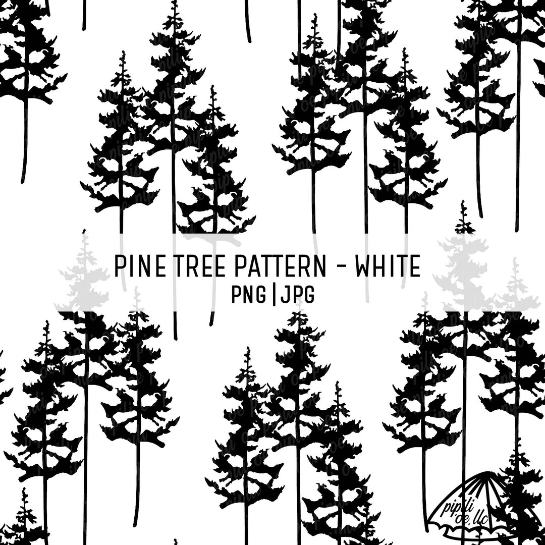 Pine Tree Pattern - White - Pine Tree Silhouette - Pacific Northwest ...